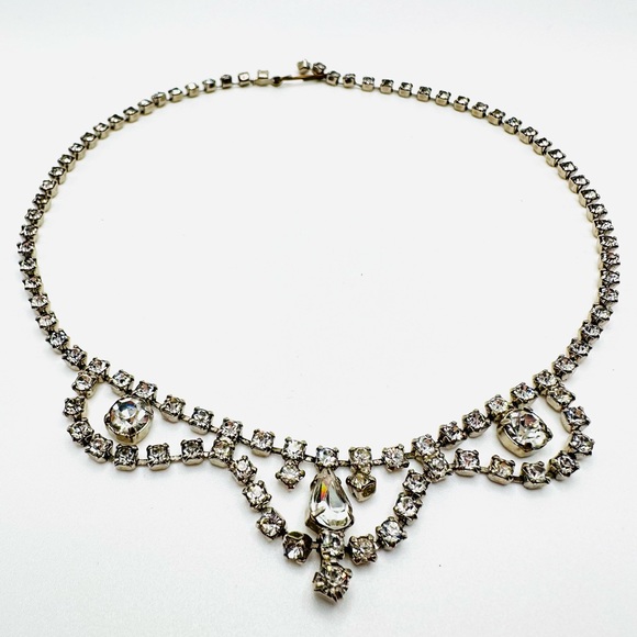 Jewelry | Vintage Mid Century Clear Rhinestone Princess Choker Necklace ...